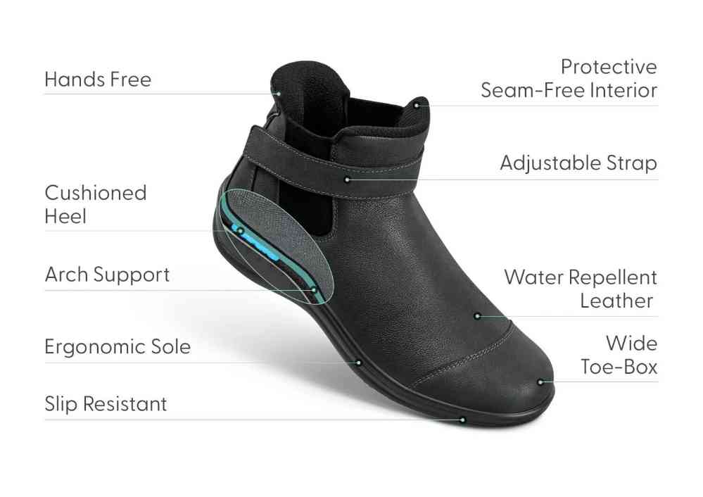 Orthofeet Shoes Blaire 90023 Women's Hand's Free Step In Casual 4" Boot ...