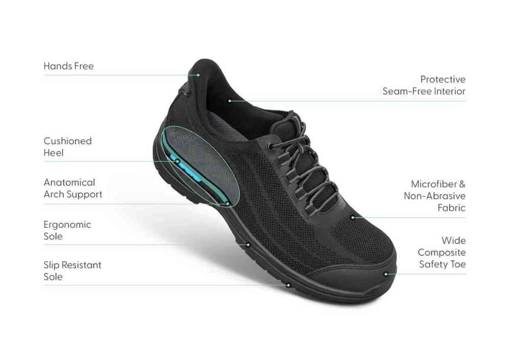 Orthofeet Shoes Onyx 40821 Men's Hand's Free Slip on Work Shoe - Extra ...